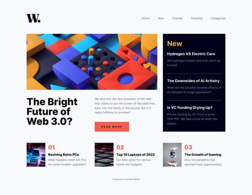 Frontend Mentor | News Homepage using CSS Grid coding challenge solution