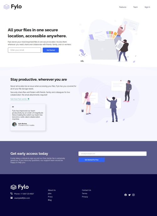Frontend Mentor | Fylo Landing Page using HTML and CSS with Form Validation - Parcel coding ...