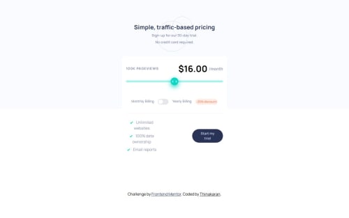 Interactive pricing component solution using Tailwind CSS coding challenge solution | Frontend ...