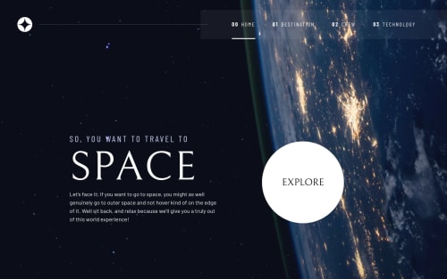 Frontend Mentor | Space tourism Html CSS JS coding challenge solution