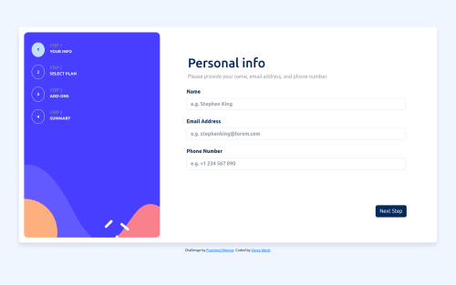 Frontend Mentor | Responsive multi step form using Bootstrap and JS coding challenge solution