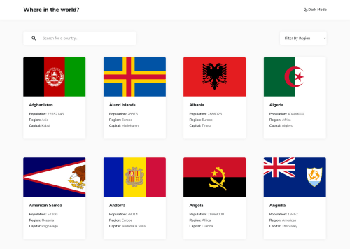 Countries API using React/Redux Toolkit and Sass coding challenge solution
