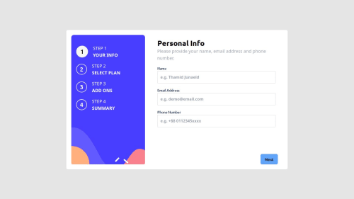 Frontend Mentor | Fully functional Multi-step Form with React and Tailwind CSS. coding challenge ...
