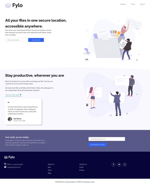 Frontend Mentor | Flyo landing page two column coding challenge solution