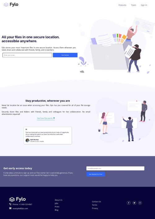 Frontend Mentor | Responsive Fylo Landing page using CSS Grid coding challenge solution