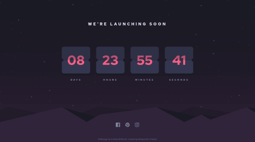 Launch Countdown Timer using CSS and JS coding challenge solution | Frontend Mentor