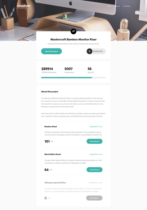 Frontend Mentor Crowdfunding Product Page Coding Challenge Solution