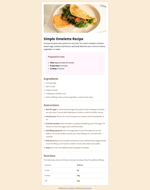 Recipe Page Using Html and CSS coding challenge solution | Frontend Mentor