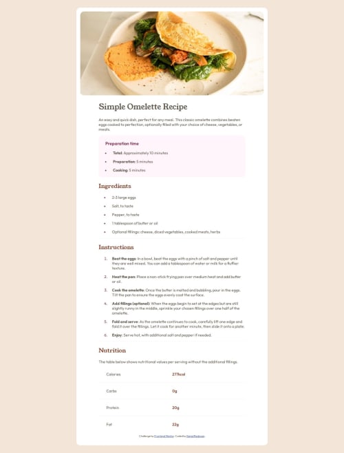 Frontend Mentor | Recipe Page Solution with Vanilla HTML & CSS coding challenge solution