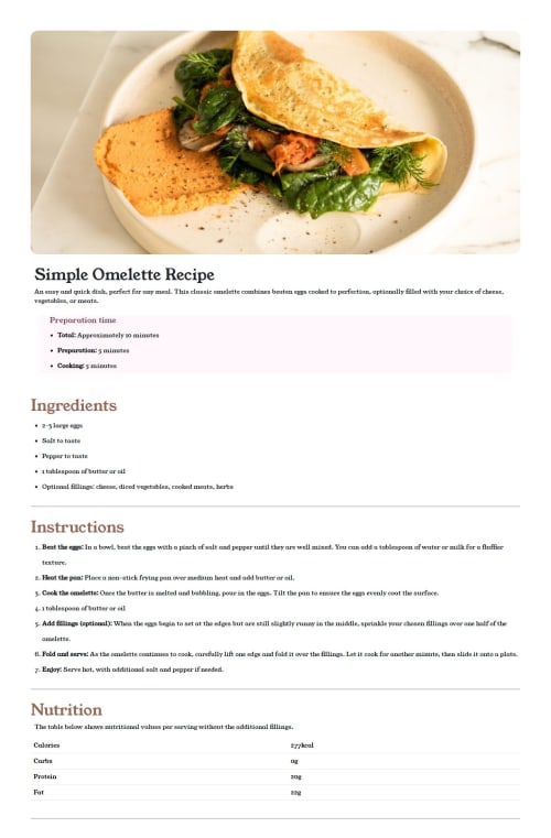 Frontend Mentor | A Simple and Responsive Omelette Recipe Page coding challenge solution