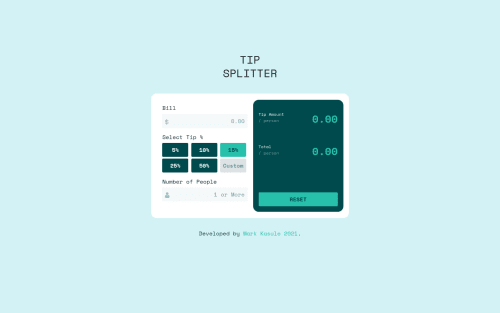 Frontend Mentor | Tip Splitter: Used html, css3, and JavaScript to complete the project. coding ...