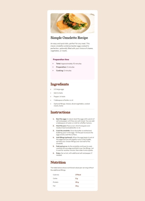 Frontend Mentor | Recipe Page | HTML and CSS coding challenge solution
