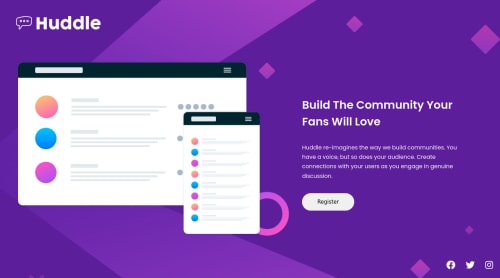 Frontend Mentor | Mobile Responsive Huddle Landing Page with HTML and CSS coding challenge solution