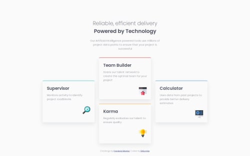 Four card feature section use CSS Grid coding challenge solution | Frontend Mentor
