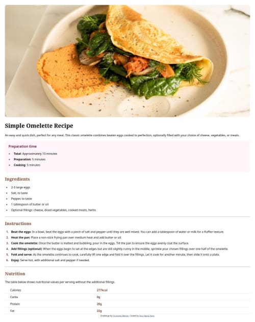 Recipe using HTML and CSS coding challenge solution | Frontend Mentor