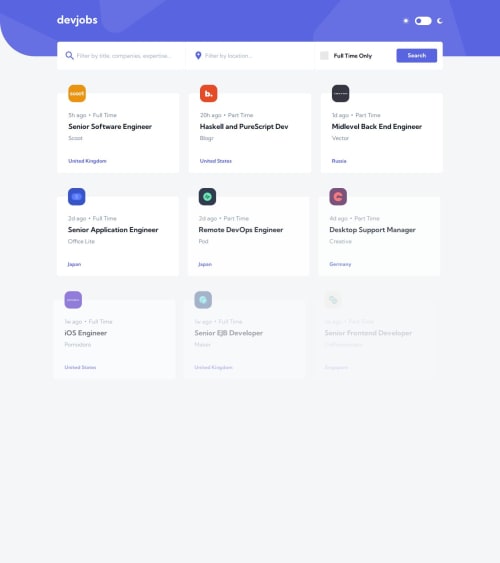 Frontend Mentor | Responsive & Filterable Job Posting App coding challenge solution