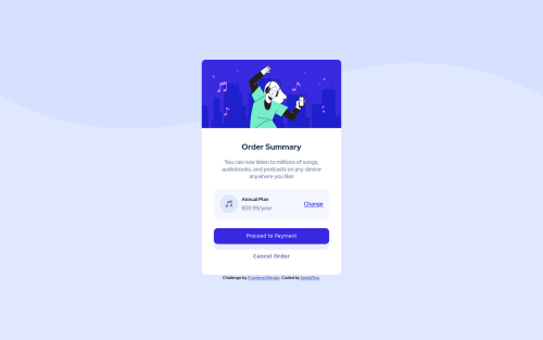 Order summary component project using HTML and CSS coding challenge solution