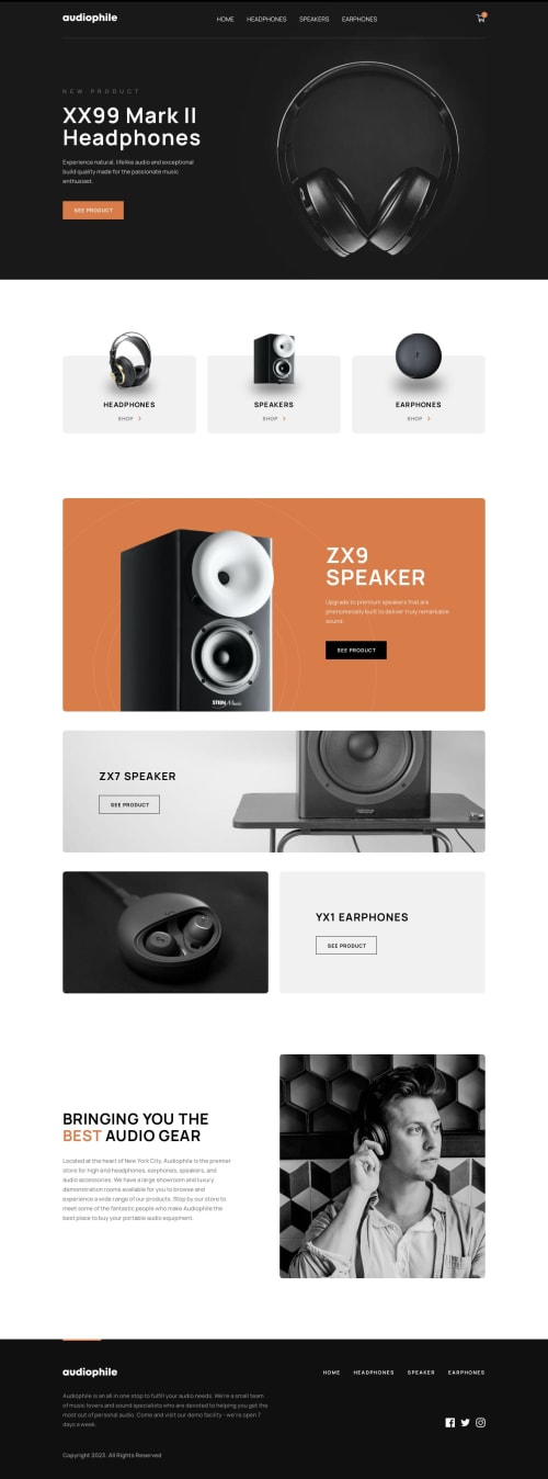 Frontend Mentor | Audiophile e-commerce using React, Redux, Typescript, etc. coding challenge ...