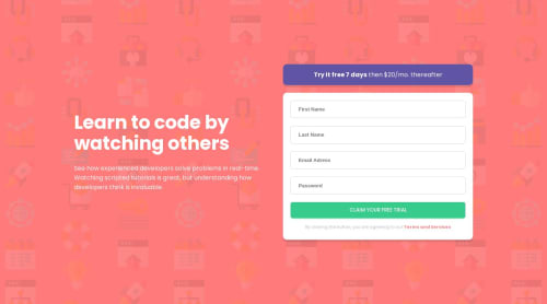 Sign up form using Flexbox and Vanilla JavaScript coding challenge ...