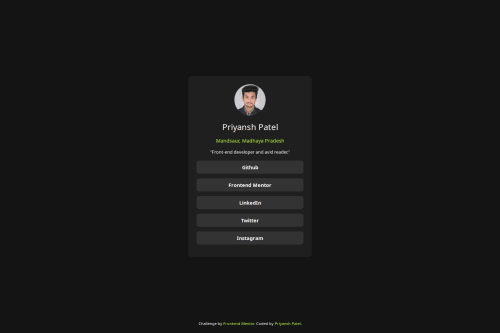 Responsive Personal Social Links Page using HTML, CSS coding challenge solution | Frontend Mentor