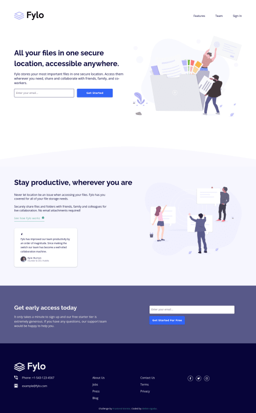 Frontend Mentor | Fylo landing page with two column layout (SASS + Mobile-first + BEM) coding ...