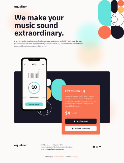 EQUALIZER LANDING PAGE USING HTML, CSS coding challenge solution