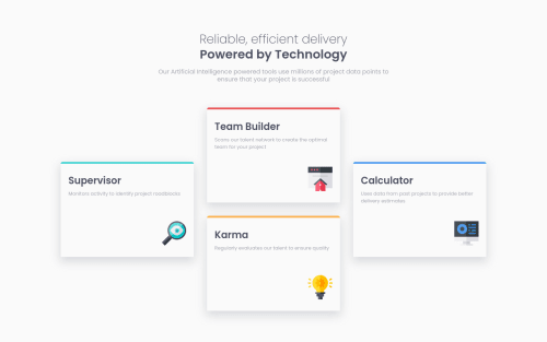 Frontend Mentor | Four cards section. Grid system, flex box... coding challenge solution