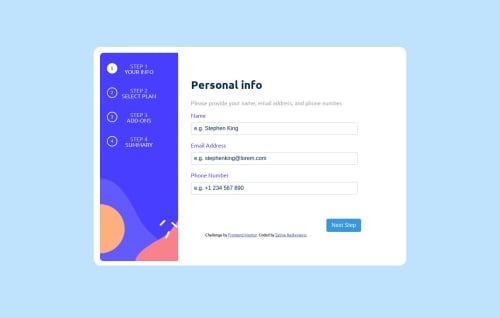 Frontend Mentor Multi Step Form Coding Challenge Solution