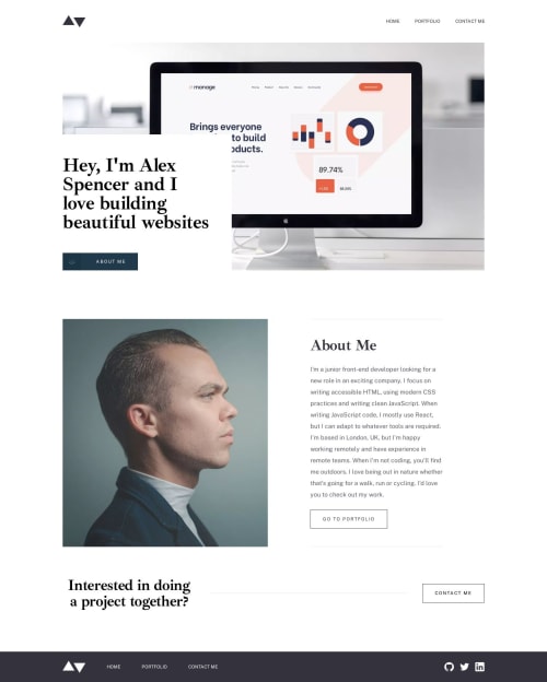 Frontend Mentor | Responsive minimum portfolio website coding challenge solution