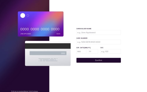 Frontend Mentor | Interactive Payment Form Detail - HTML, CSS and VanillaJS coding challenge ...