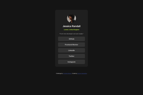 Social Links Page using HTML and CSS coding challenge solution