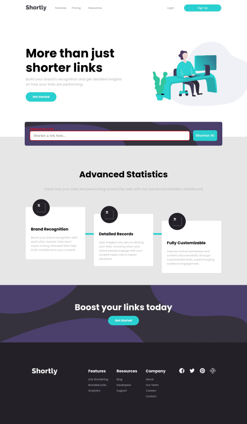 Frontend Mentor | URL shortening app using React, CSS Modules coding challenge solution
