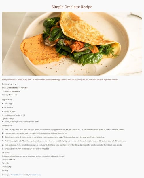 Frontend Mentor Recipe Page Using Html And Css Coding Challenge Solution
