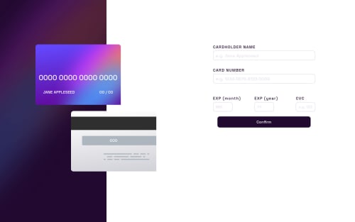 Frontend Mentor | Interactive card details form HTML CSS JS coding challenge solution