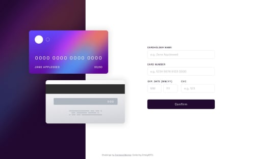 Responsive accessible Interactive card details form. Vanilla js & CSS ...