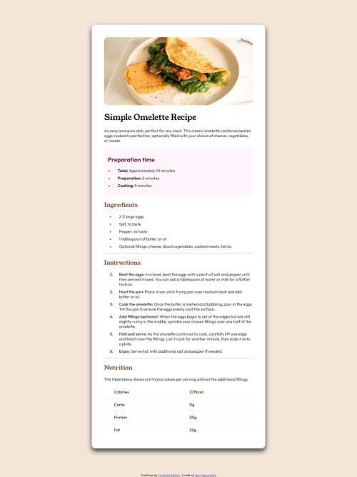 Frontend Mentor | Recipe-page-hub using html, css coding challenge solution