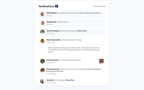 Frontend Mentor | Notifications page with React & SCSS coding challenge solution