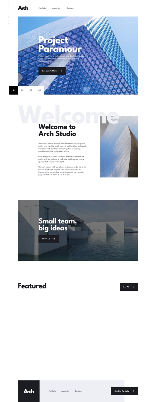 Frontend Mentor | Arch-studio website with React coding challenge solution