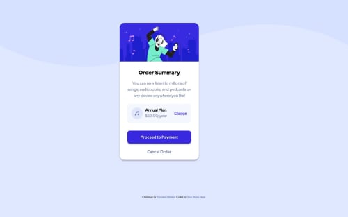 Order Summary Component with CSS Grid coding challenge solution