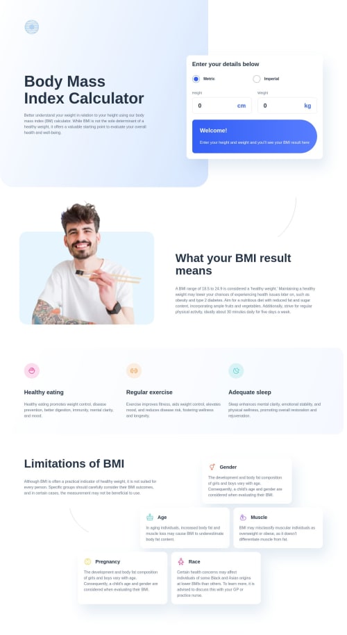 Frontend Mentor | BMI Calculator Challenge using Tailwind and ReactJS coding challenge solution