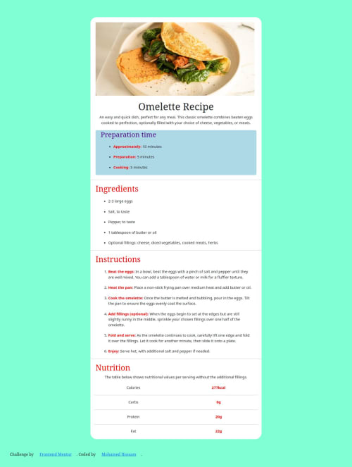 Frontend Mentor | Recipe Page coding challenge solution