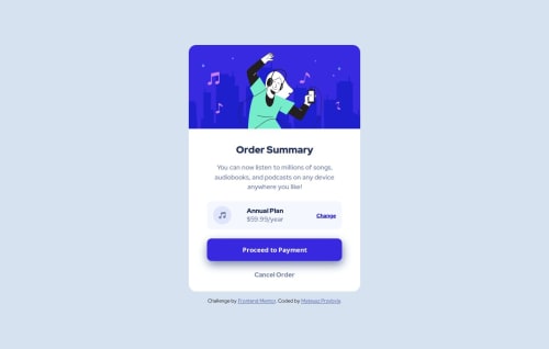 Order-summary-component (using semantic tags, flexbox) coding challenge solution