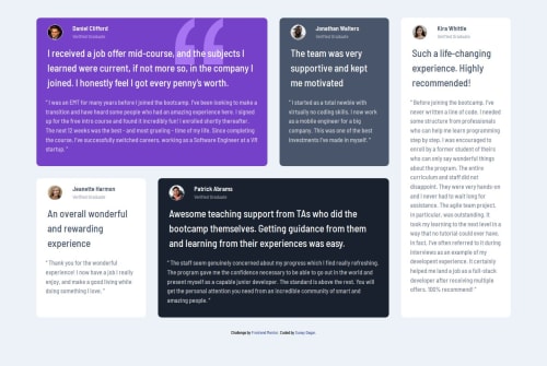 Responsive Testimonials Section Made Using Html5 Css Grid Flexbox