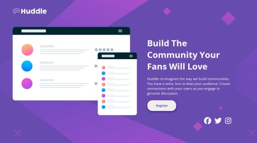 Responsive Huddle Landing Page Introductory Section with HTML & CSS. coding challenge solution
