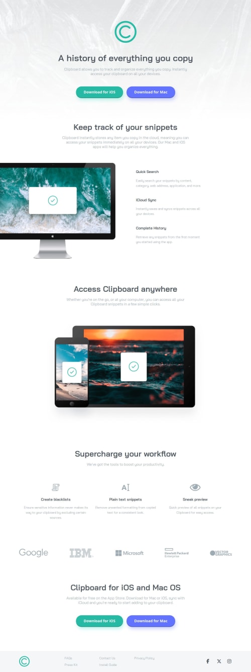 Clipboard landing page [ HTML - CSS - BEM naming convention ] coding challenge solution
