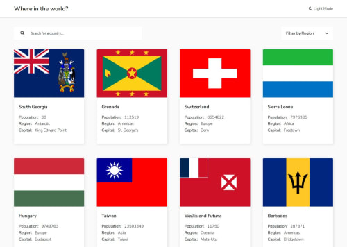 Rest API country challenge - ReactJS coding challenge solution