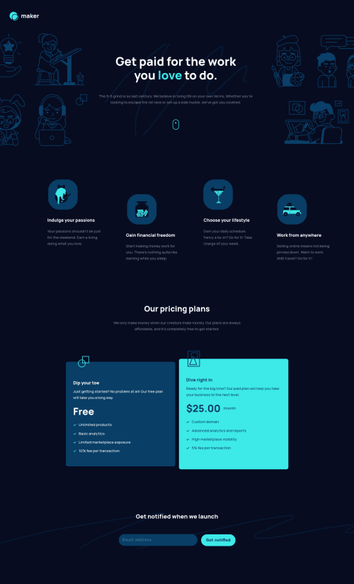 Frontend Mentor | Maker pre-launch landing page challenge using HTML, CSS Flexbox, JavaS coding ...