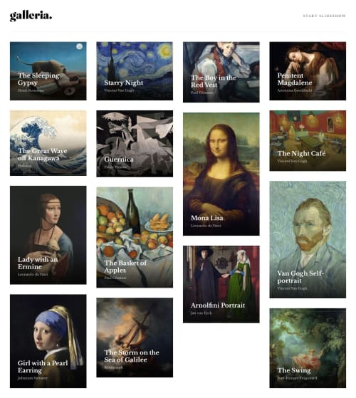 Galleria Slideshow Site | Next.js + React + TailwindCSS coding challenge solution | Frontend Mentor