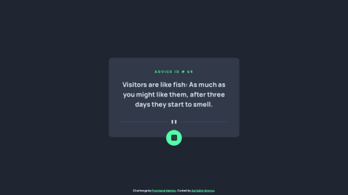 Frontend Mentor | Responsive Advice Generator App using HTML, CSS and JS coding challenge solution