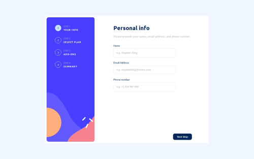 Multi step form - Vanilla everything coding challenge solution